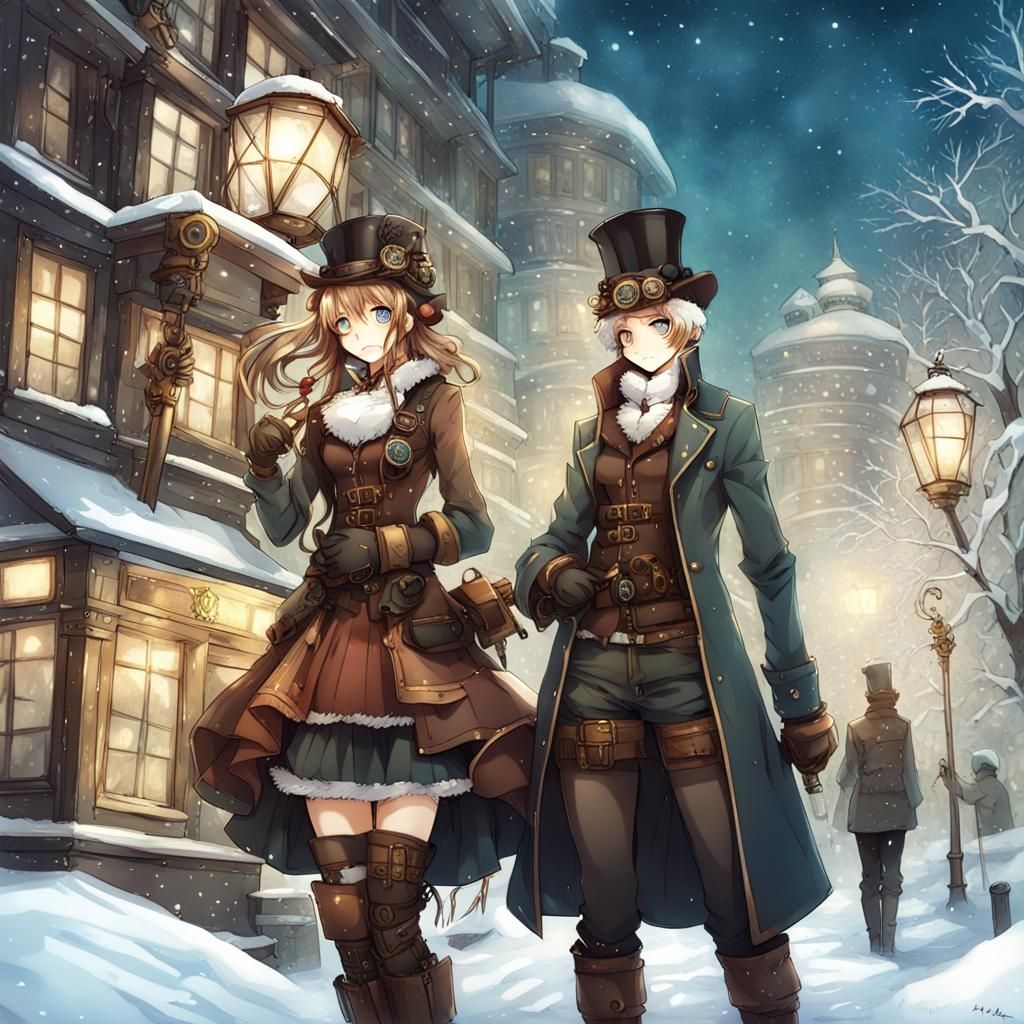 Steampunk Winter Wonderland - AI Generated Artwork - NightCafe Creator