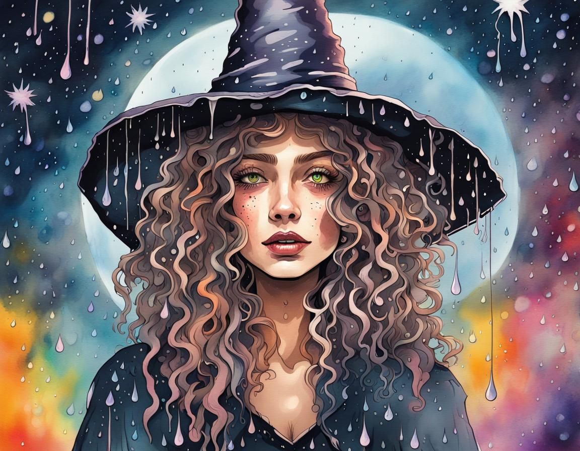 beautiful witch with curly hair - AI Generated Artwork - NightCafe Creator