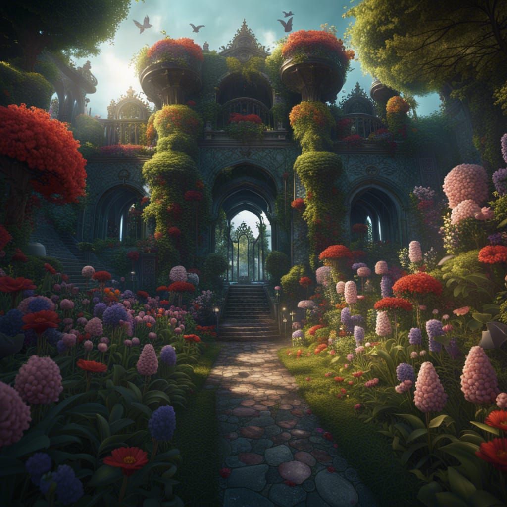 Secret flower garden - AI Generated Artwork - NightCafe Creator