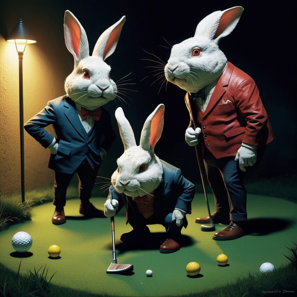 Rabbits Playing Mini Golf III - Rabbits Playing Mini Golf II...