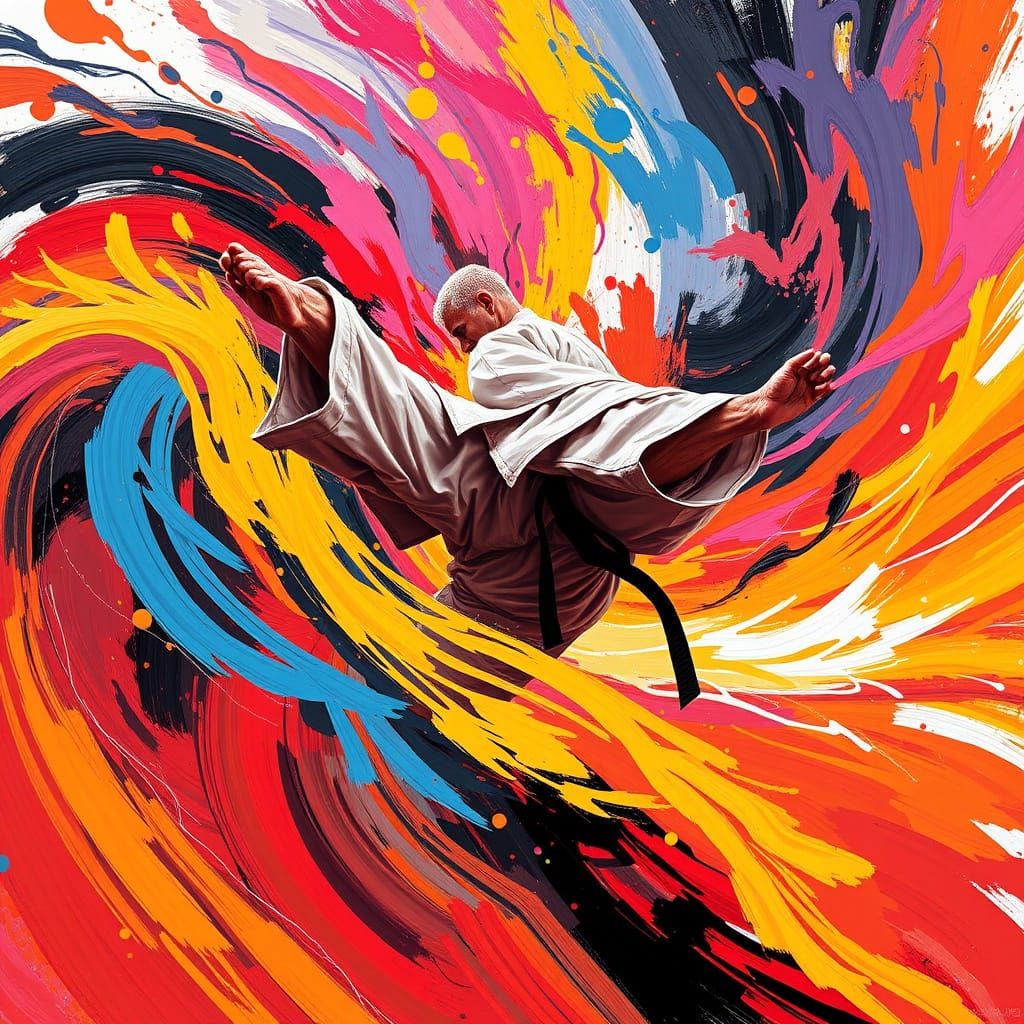 Energetic Abstract Karate Movements in Vibrant Col... - AI Art