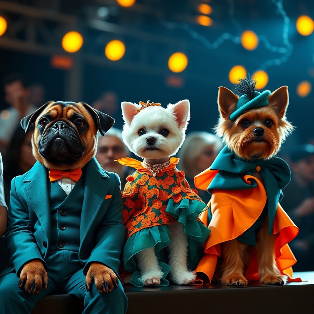 a male pug dog, a female white miniature poodle and a female yorkshire ...