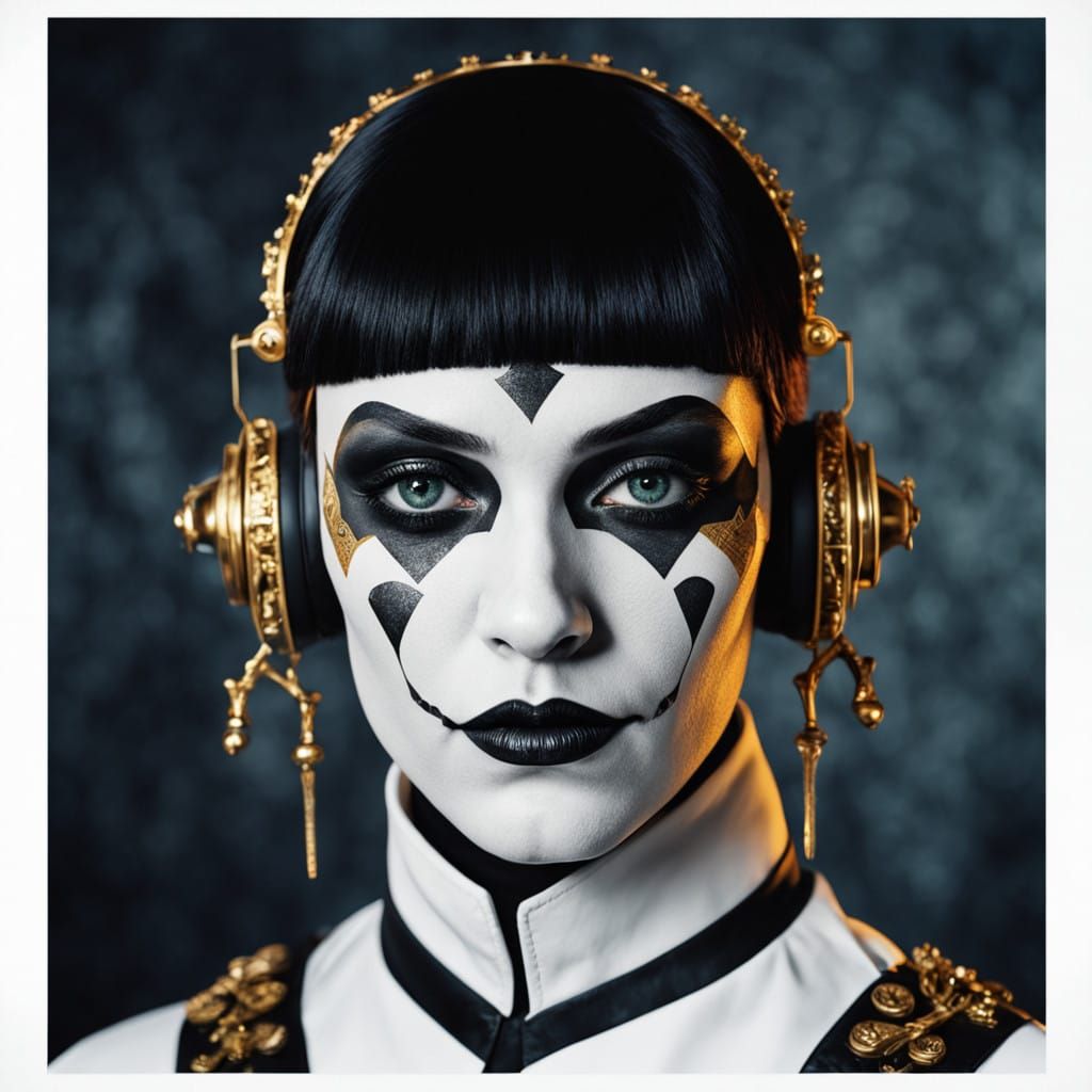 Retro-Futuristic Cyberpunk Portrait of a Jester Jo... - AI Art