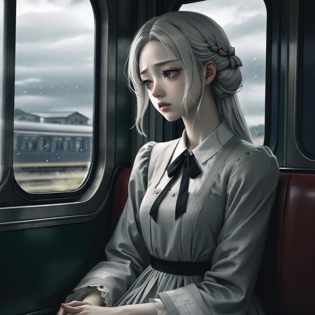 a ghost on a train - AI Generated Artwork - NightCafe Creator