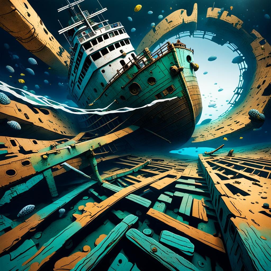 underwater shipwreck - AI Generated Artwork - NightCafe Creator