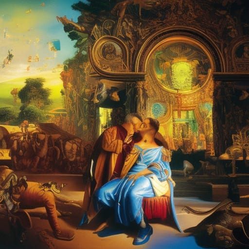 Two people leaning towards each other tell stories./ 8k resolution ...