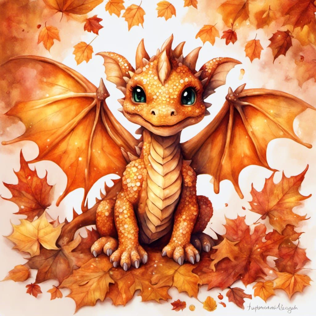 Baby Autumn Dragon - AI Generated Artwork - NightCafe Creator