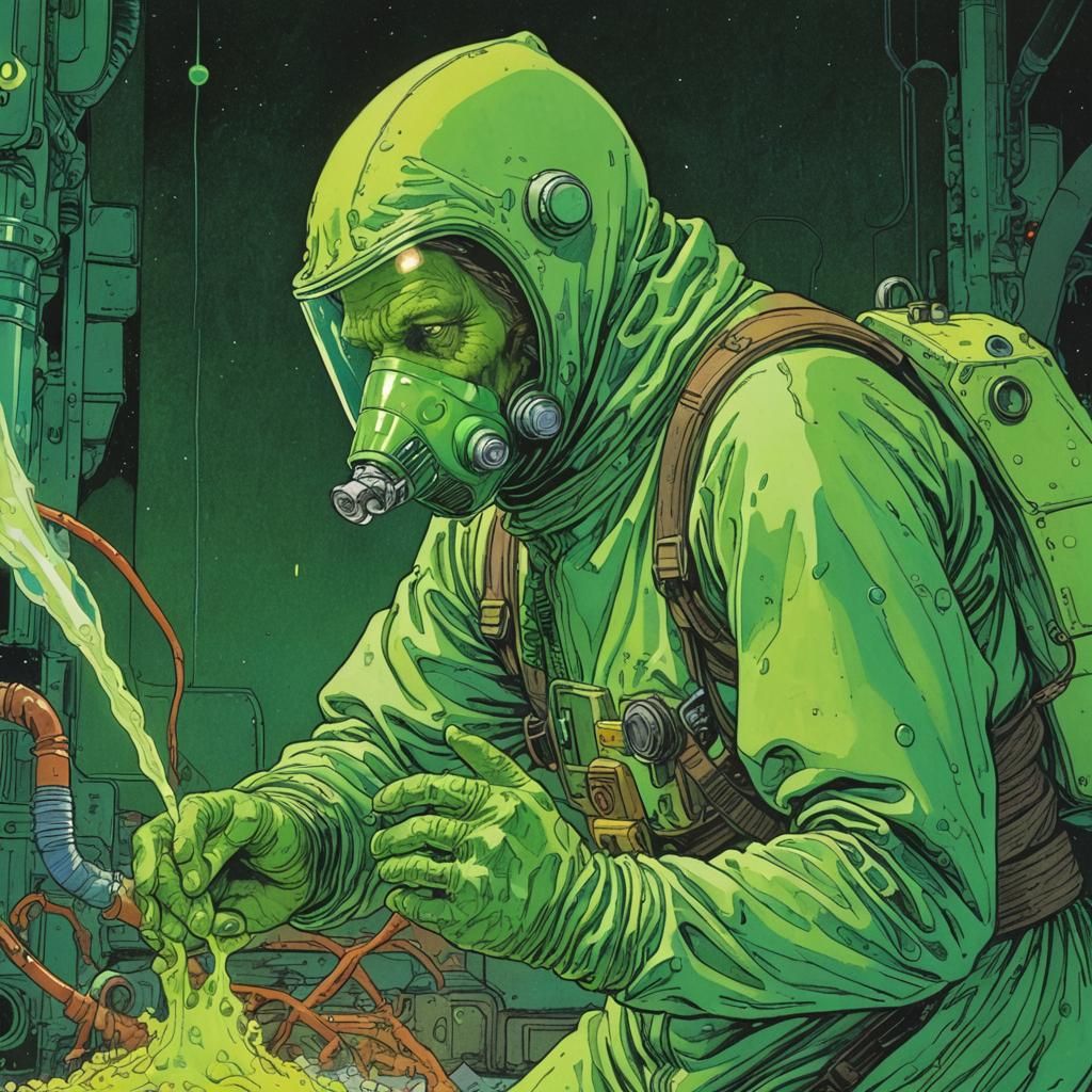 Hazmat Villain Snatches Radioactive Snot in Retro-... - AI Art