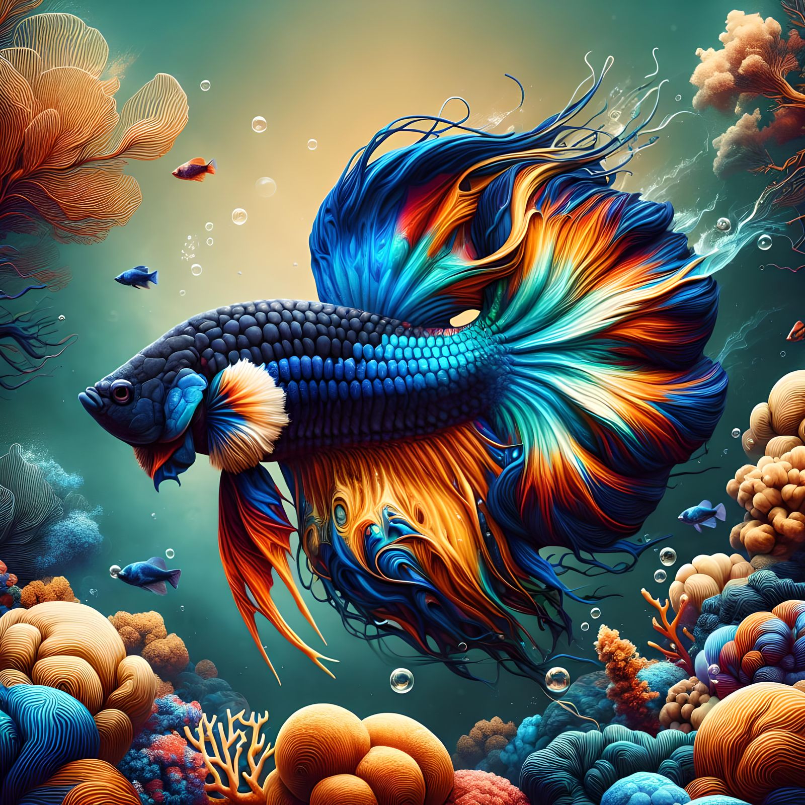 Rare Firefin Betta Fish - AI Generated Artwork - NightCafe Creator