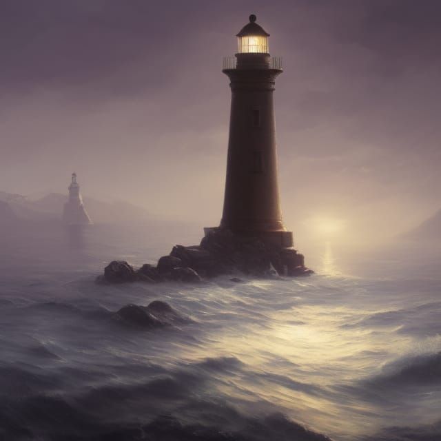 lighthouse in the ocean at night a masterpiece, 8k resolution, dark ...