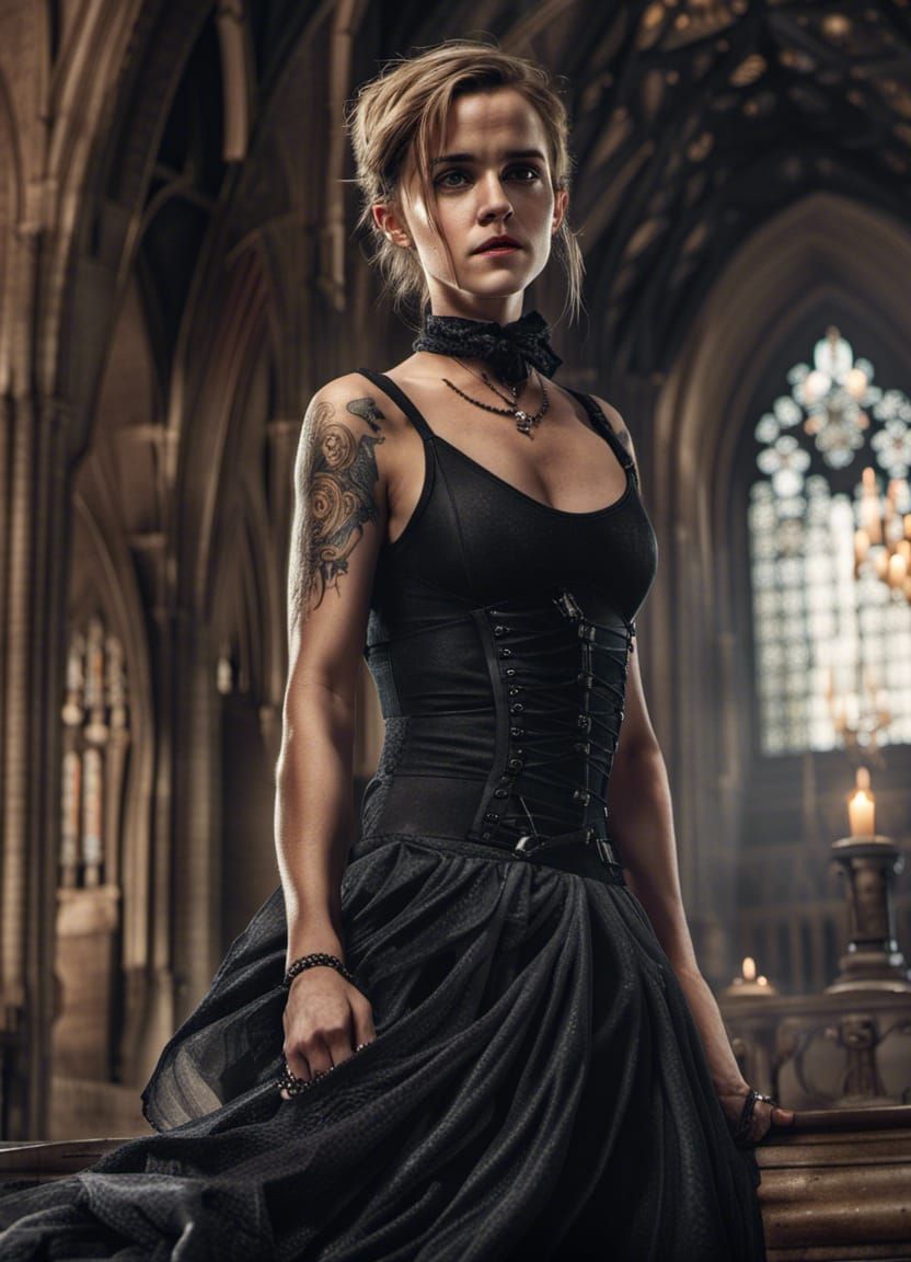 ""Beautiful gorgeous emma watson as witch in a black trash dress, with ...