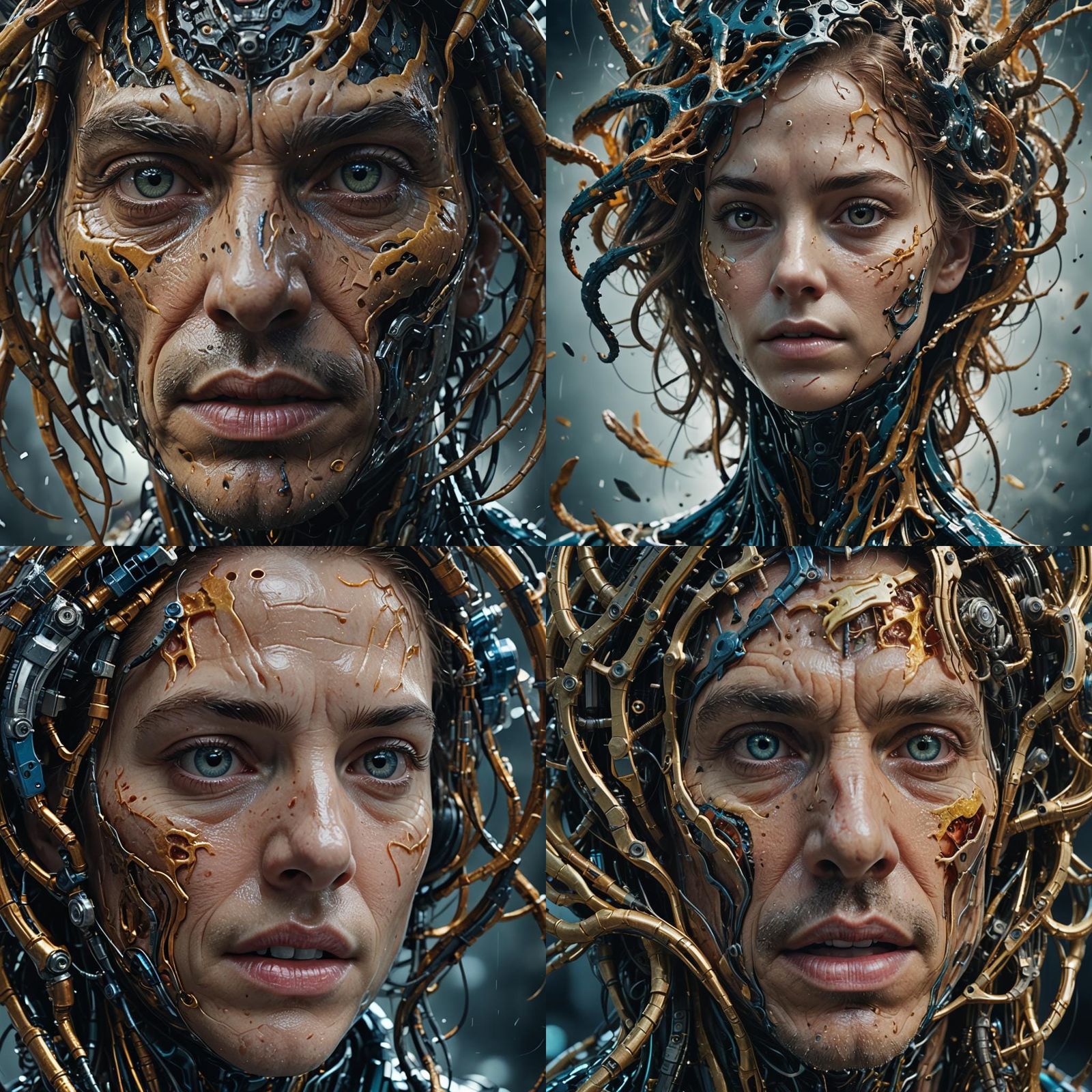 A Liquid Portrait of a beautiful head opened up looking into thoughts ...