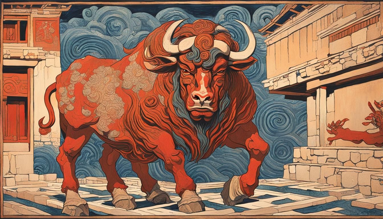 The minotaur on Knossos - AI Generated Artwork - NightCafe Creator