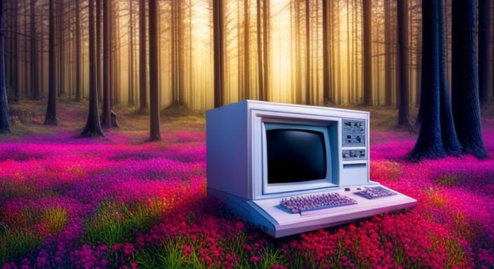 1980s Vintage PC Computer in the Forest, Detailed, Photography ...