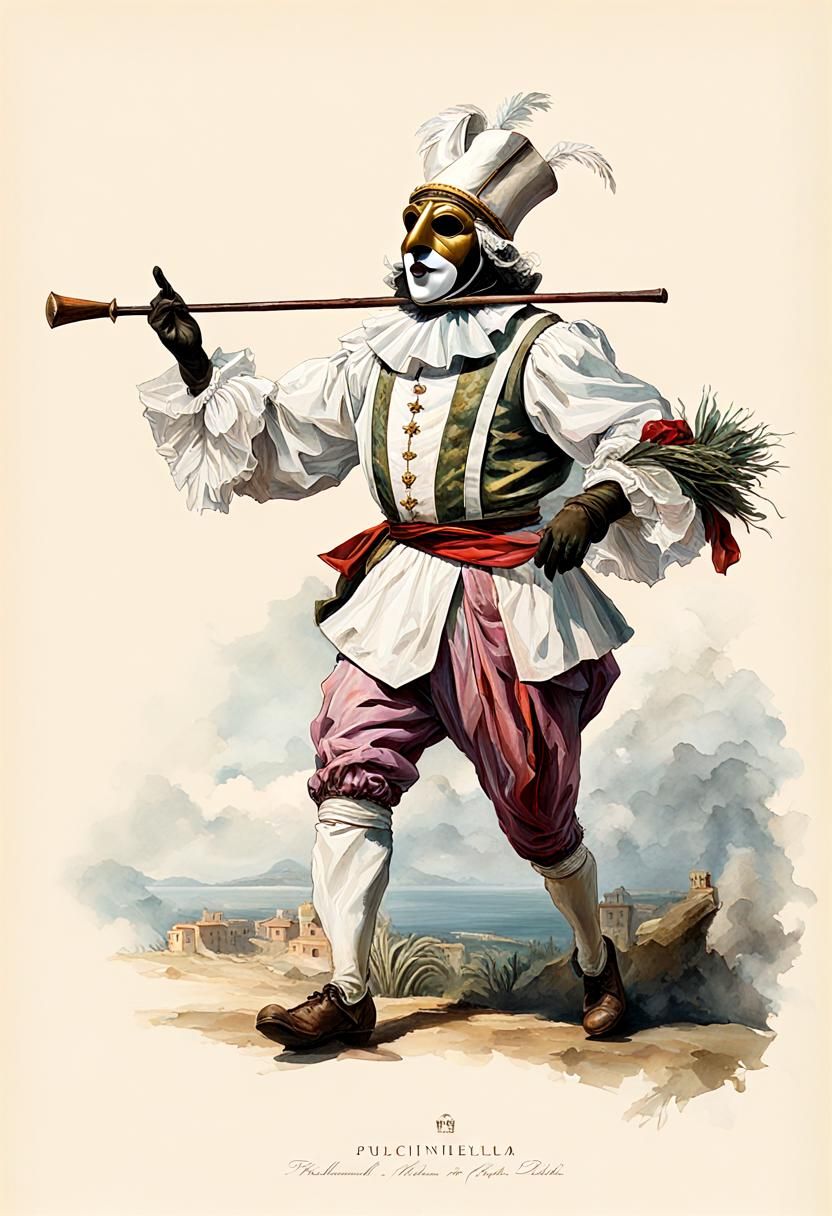 Pulcinella a Neapolitan mask from the "commedia dell'arte", Italian ...