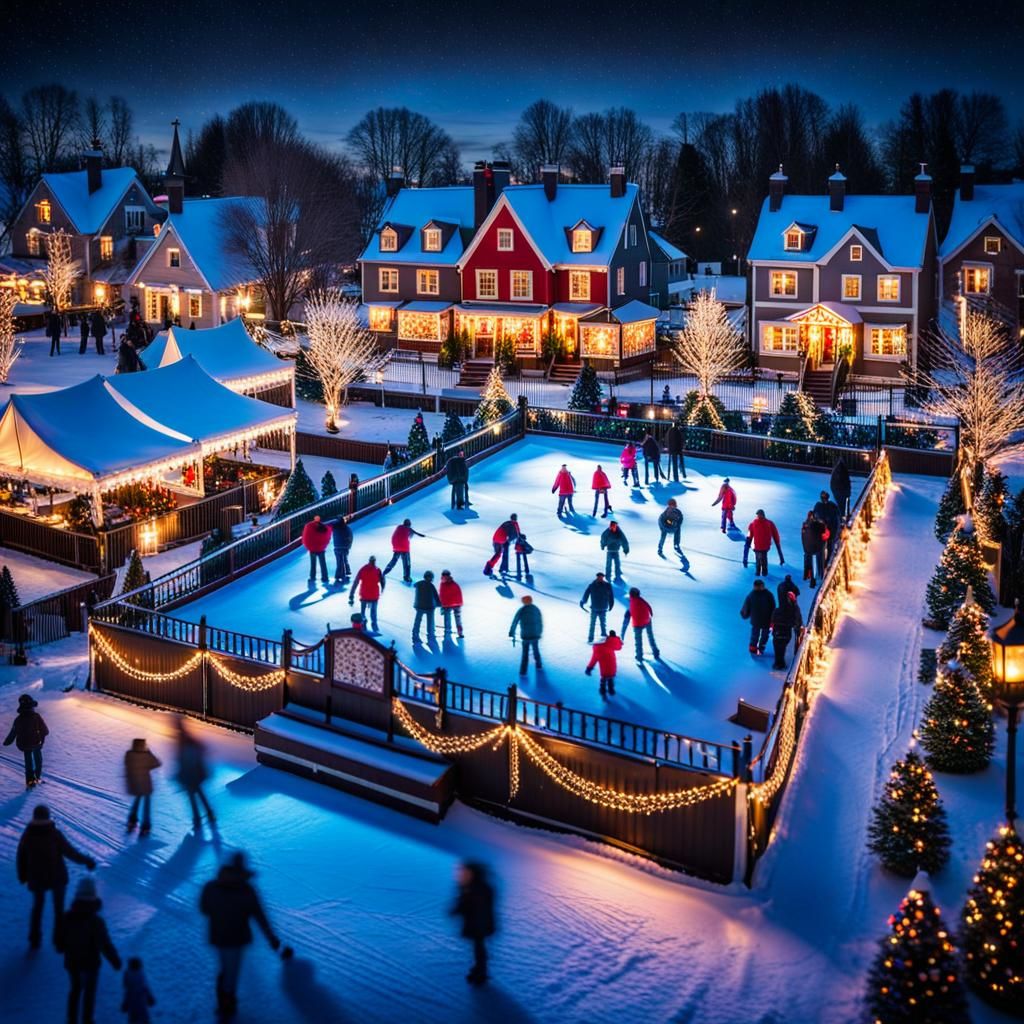 Tow-down view of a miniature ice rink - AI Generated Artwork ...