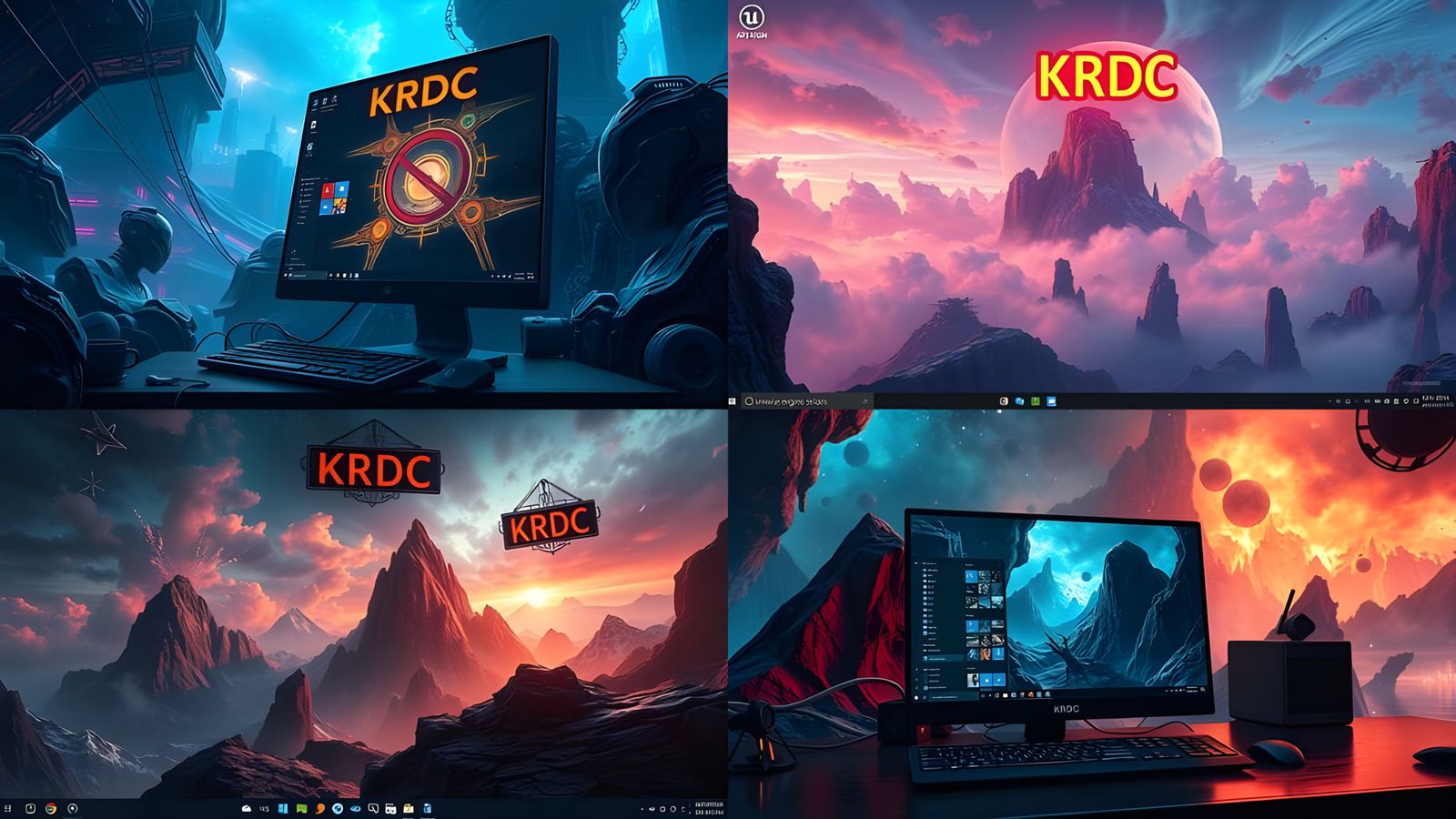 Fantastical Virtual Windows Desktop in Cyberspace - AI Art