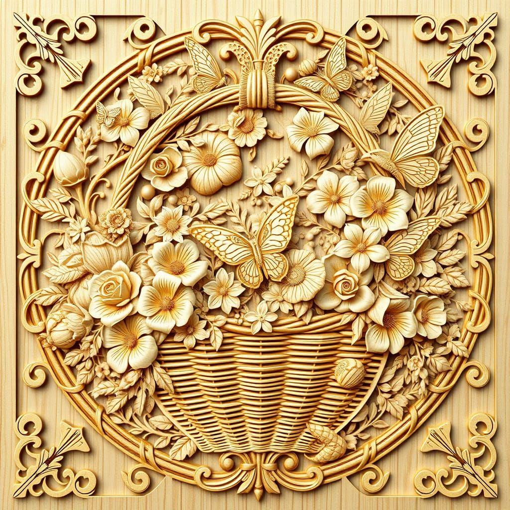 Generate a laser-ready 2D vector file (SVG, AI, DXF) of a Baroque ...