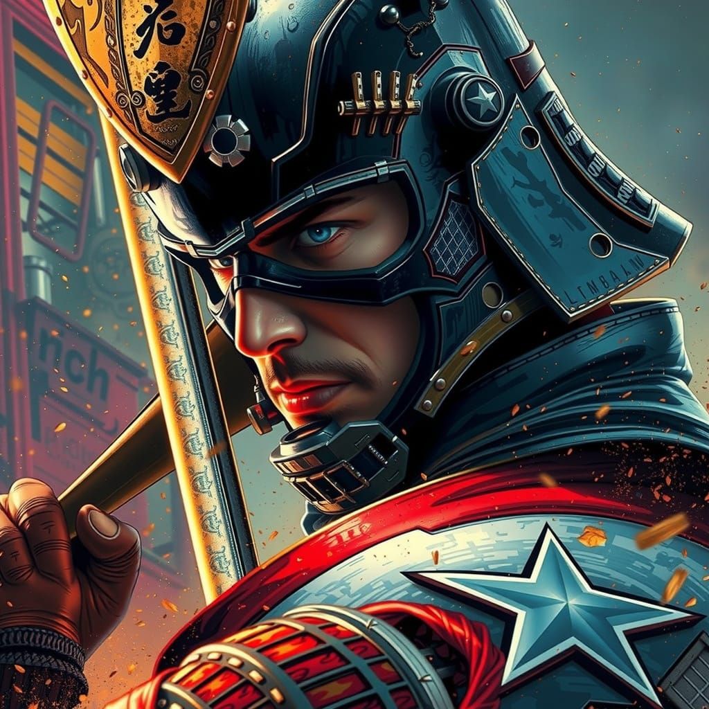 CAPTAIN AMERICA AS A SAMURAI. - Hyperrealistic Samurai Capt...