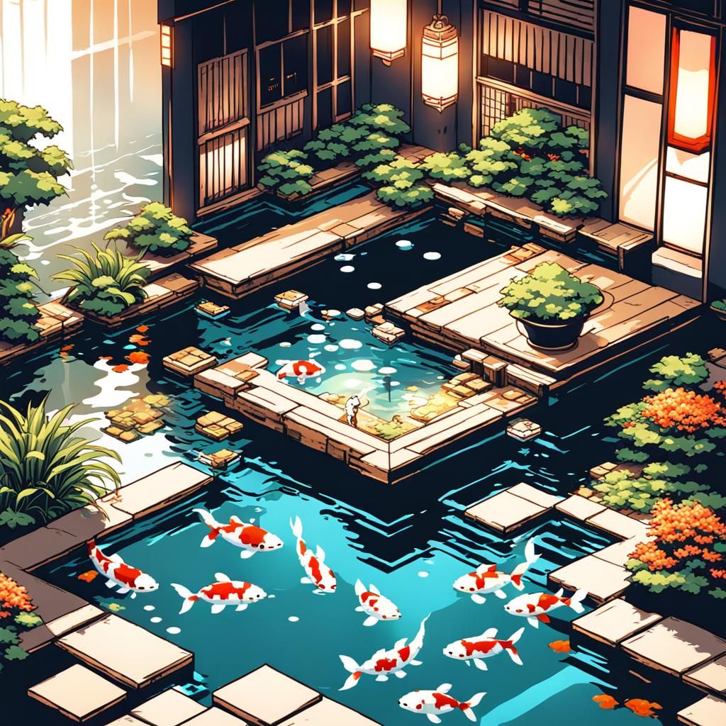 8 bit bedroom - Koi Pond - AI Generated Artwork - NightCafe Creator