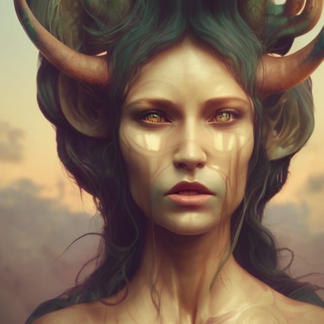 Beautiful human Minotaur Goddess by WLOP beeple Greg Rutkowski Amanda ...