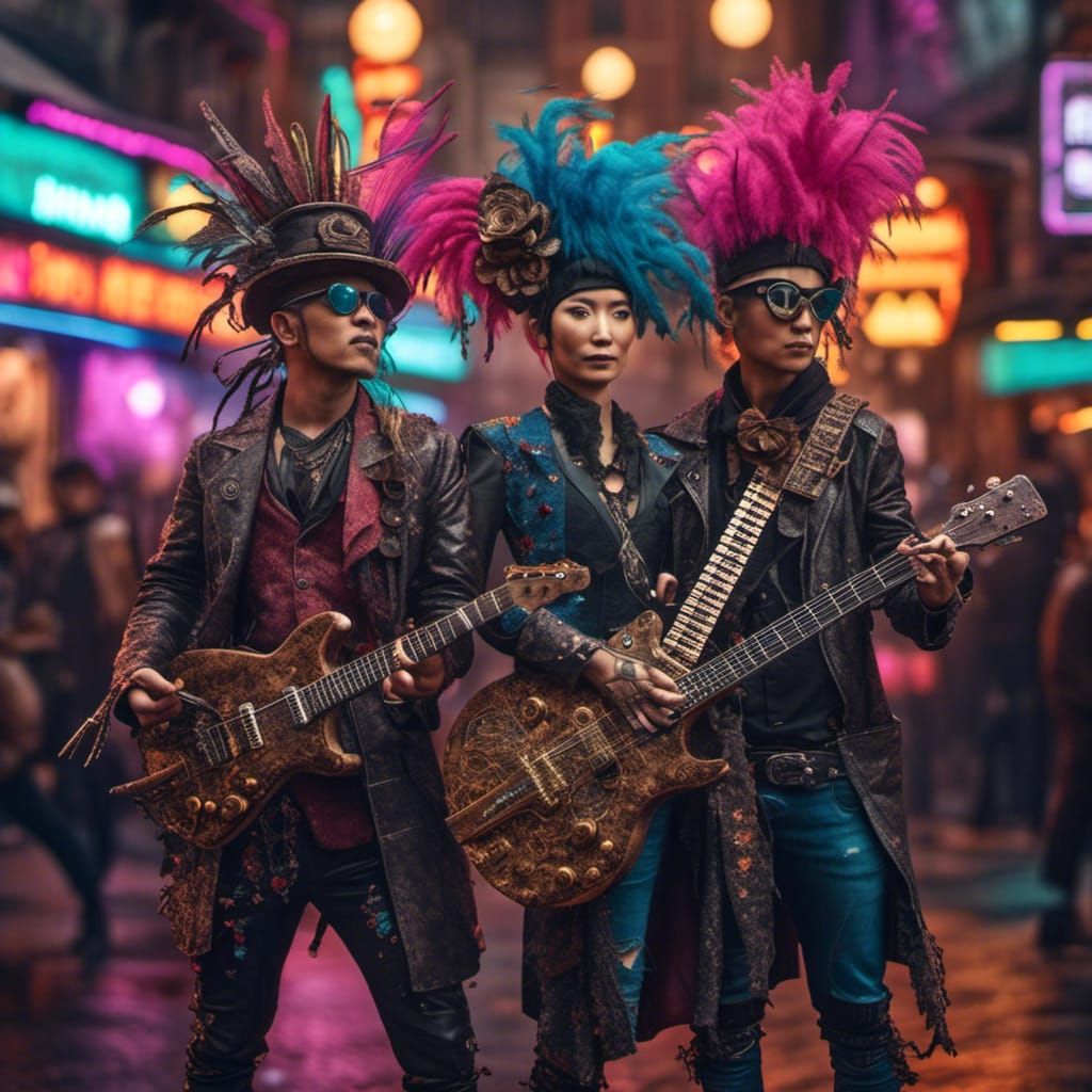 Asian punk band street performers - AI Generated Artwork - NightCafe ...