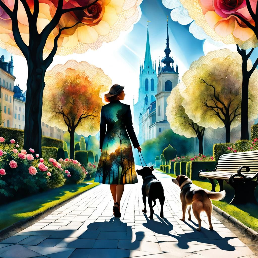 Morning walk in the park - AI Generated Artwork - NightCafe Creator