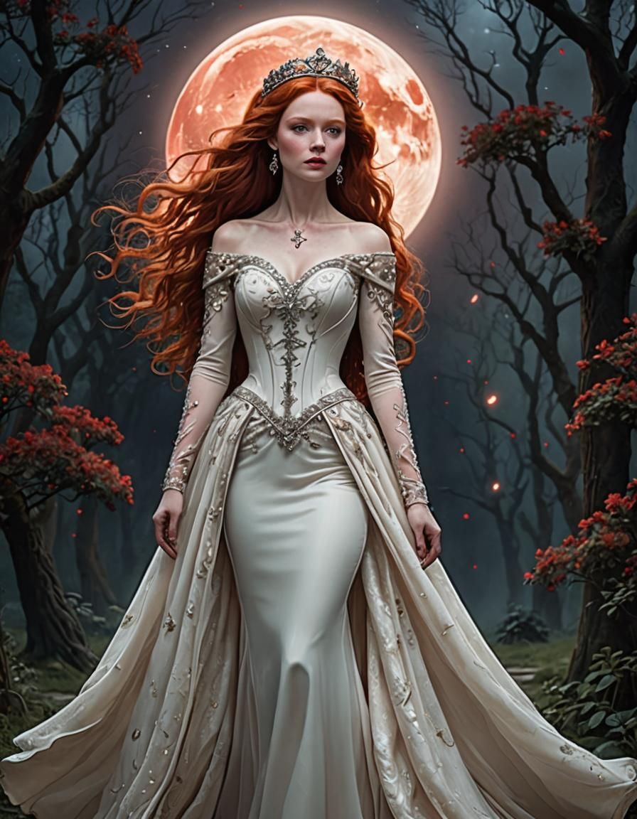 Princess Red Moon beautiful tall thin redhaired gorgeous gown. Full ...