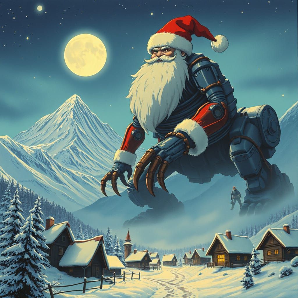 Cyberpunk Anime Santa Beast Terrorizes Christmas V... - AI Art