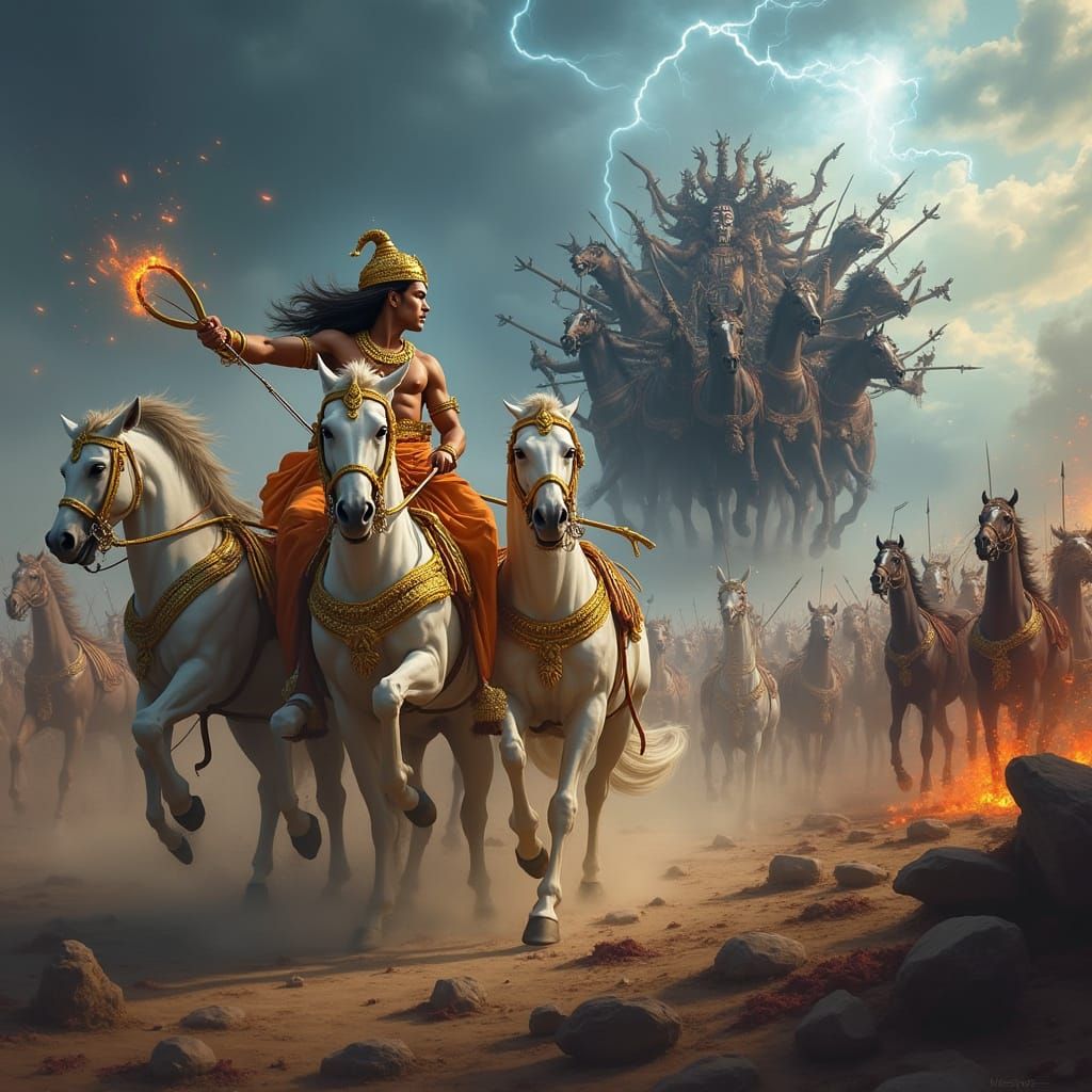 Epic Battle Between Lord Rama and Ravana in Ancien... - AI Art