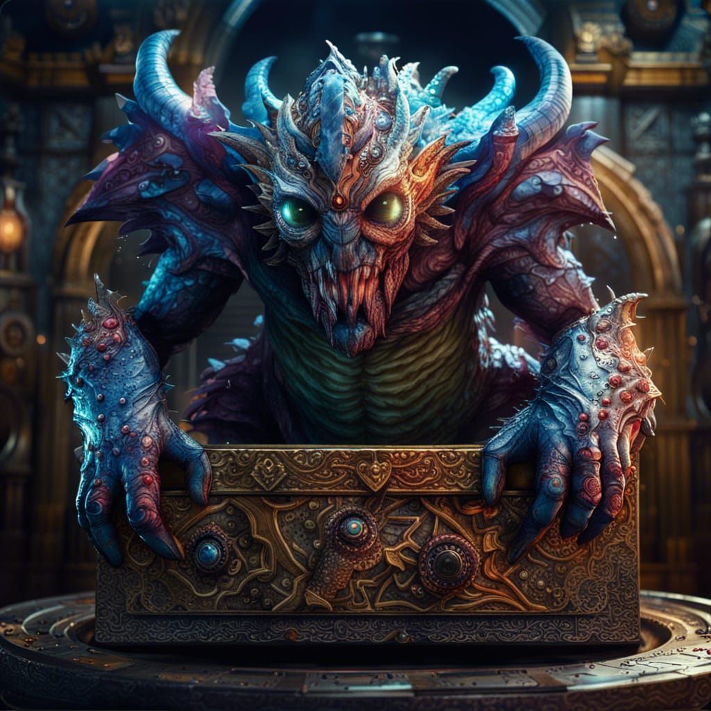 Fabulous AI monster coming out of the Pandora box, realistic hyper ...