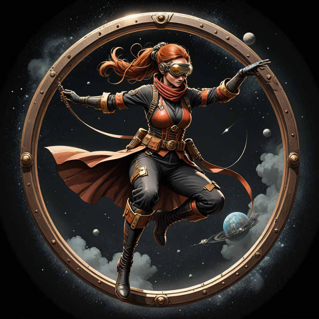 Steampunk Ninja - Steampunk Ninja in Elegant Space Setting