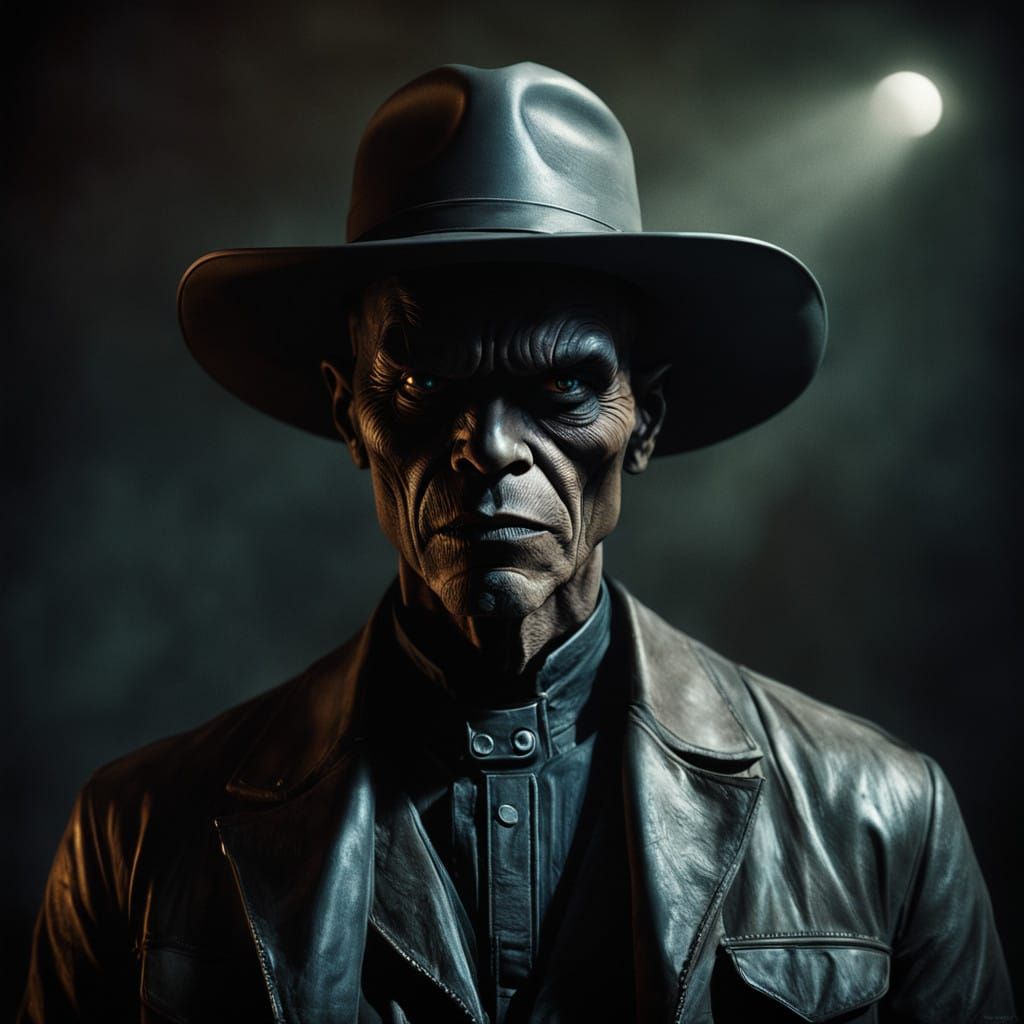 Wanted poster. sci-fi the face of a cad bain scary character