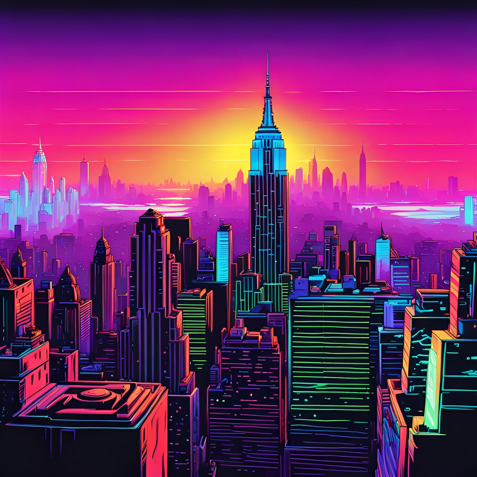 Synth City - AI Generated Artwork - NightCafe Creator