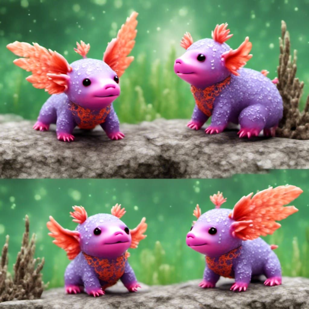 Cute Axolotl with orange feathered wings_HD_Cute_Orange_Acolotl_Day ...