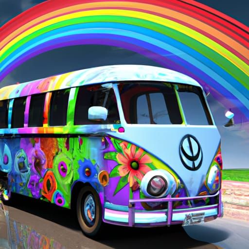 ""Rainbow Volkswagen Bus”", - AI Generated Artwork - NightCafe Creator