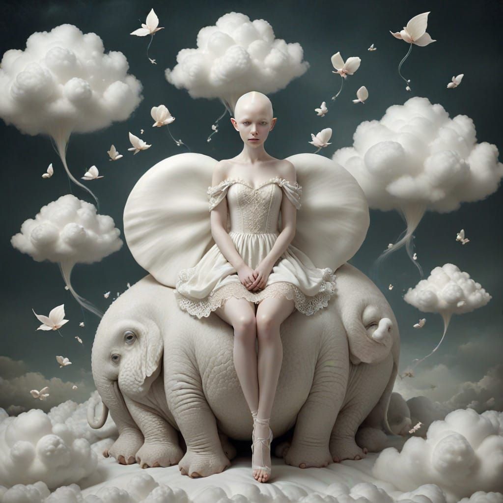 Surrealism Style Fairy in Whimsical Cloudscape - AI Art