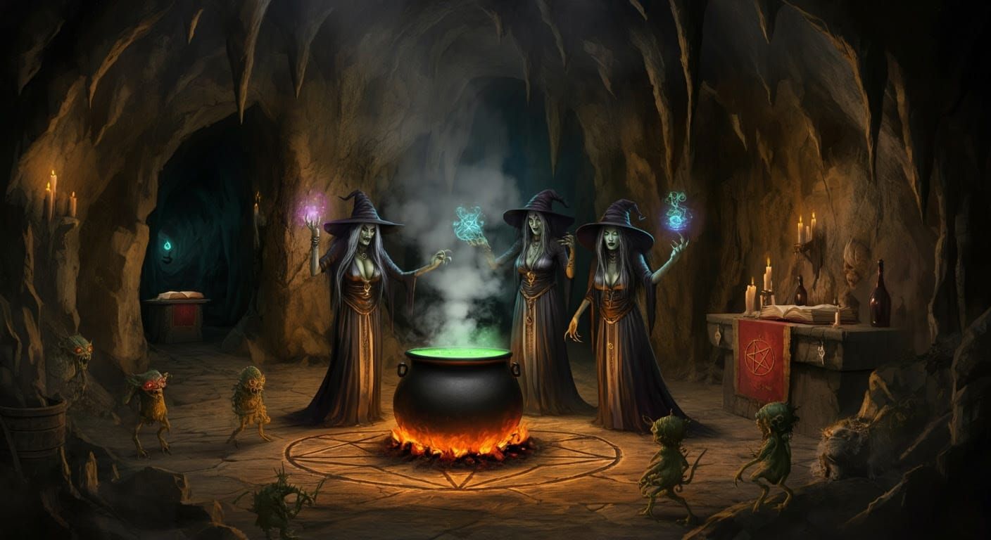 The Lair - Mystical Witches Cast Spells in Dark Cave Lair