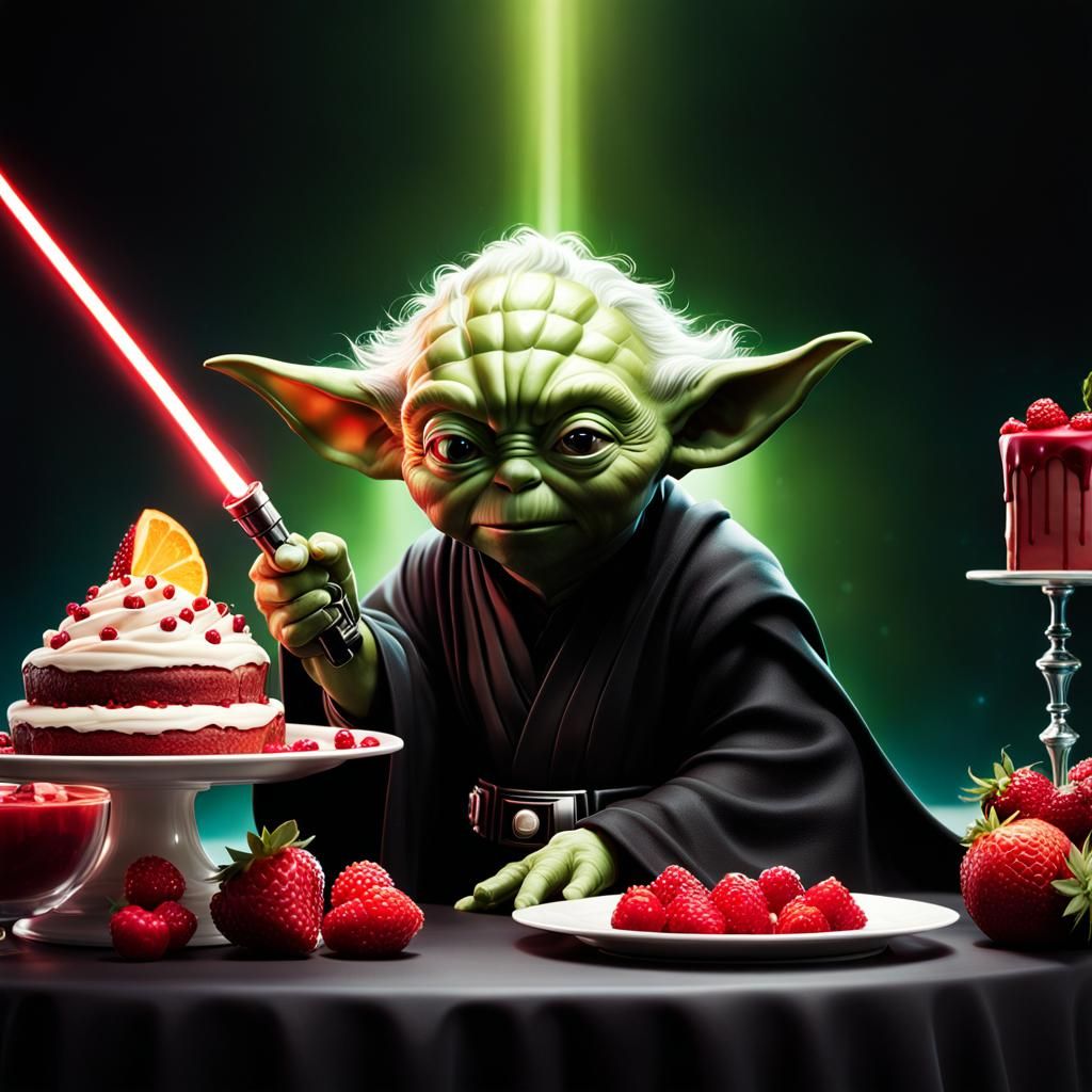 Darth Yoda at a cake dinner - AI Generated Artwork - NightCafe Creator