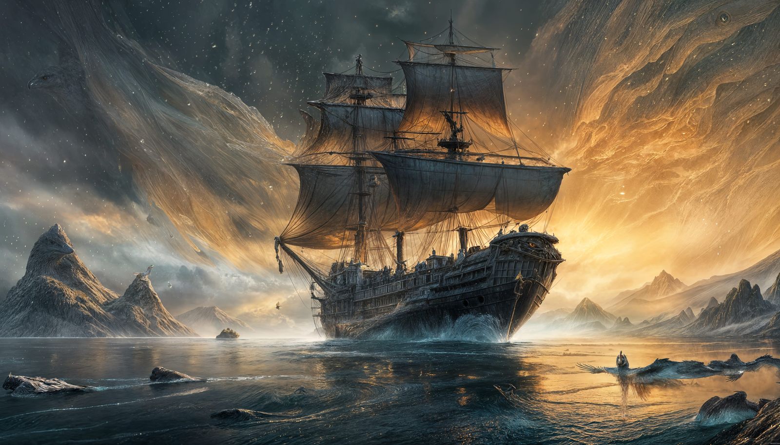 Surreal Water Falcon Emerges from Raindrops in Hyp... - AI Art