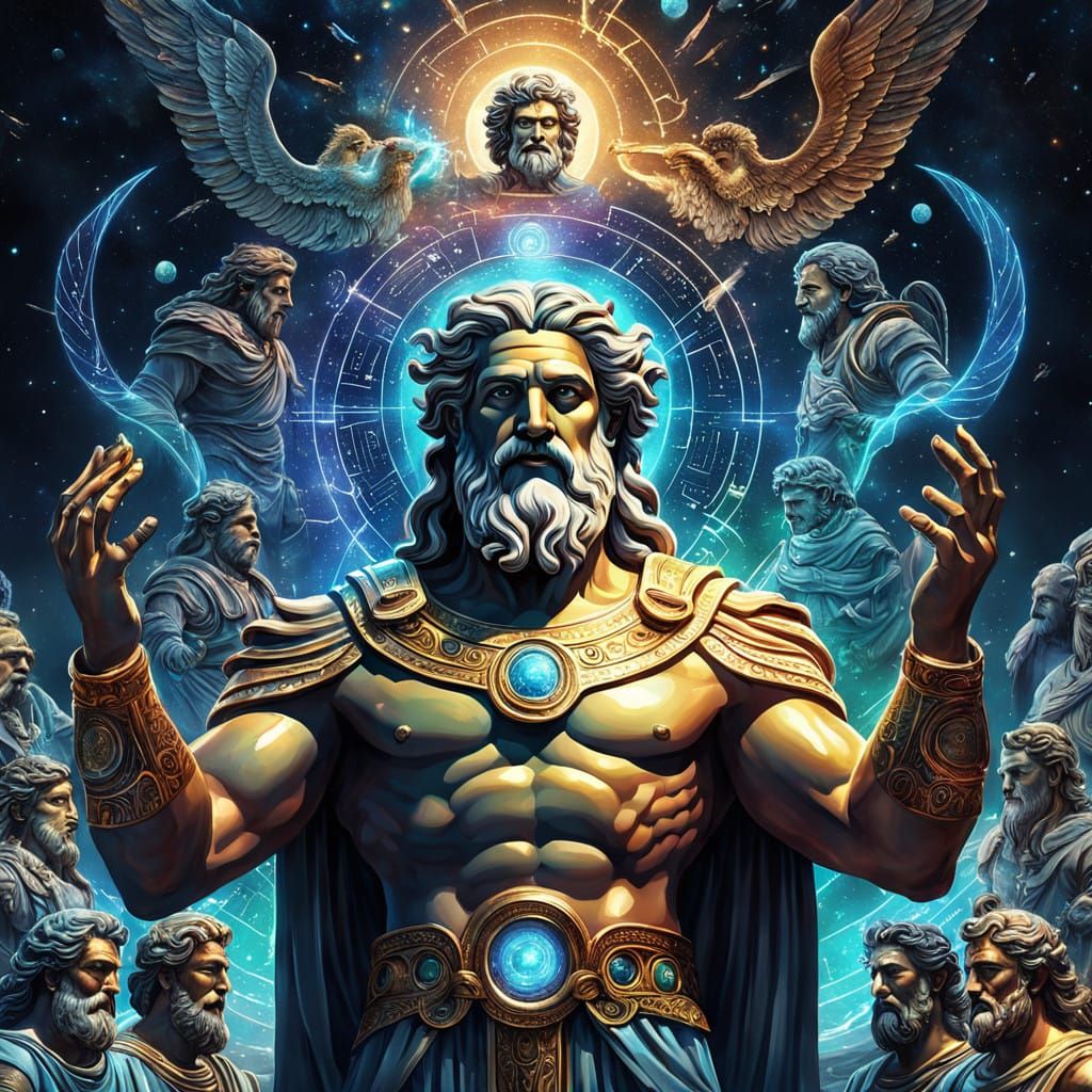 Zeus Explains AI To Greek Gods - Zeus Illuminates Cosmic Con...