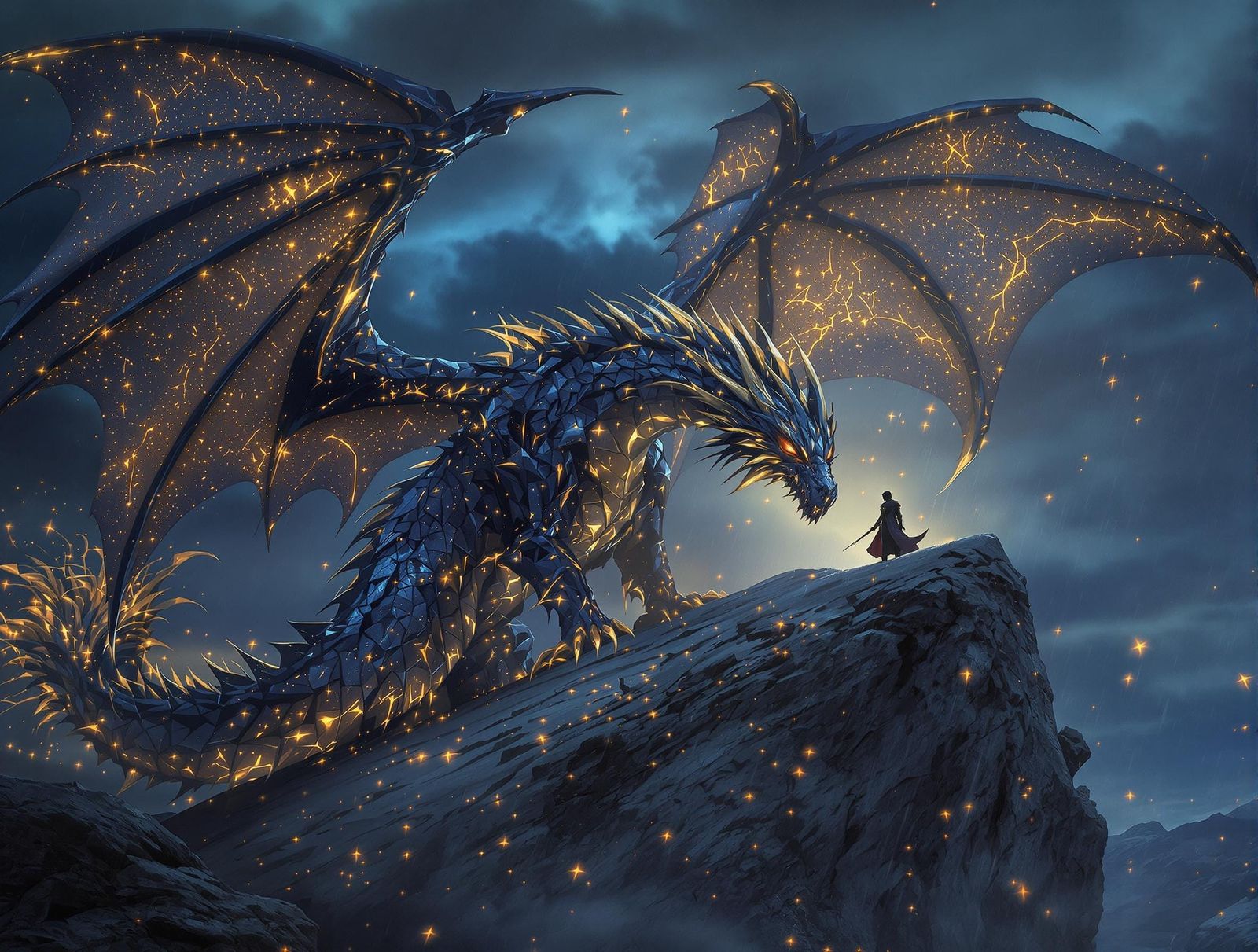 Shard Wyrm - Dark, Ethereal Dragon Over Foreboding Landscape