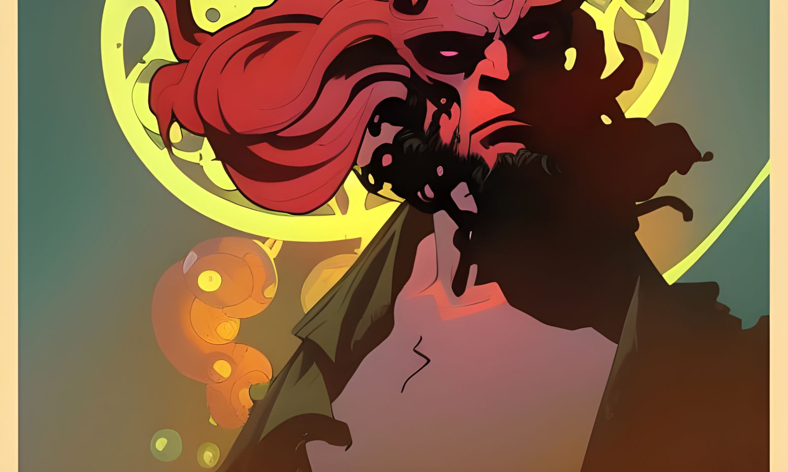 Hellboy comics Marvel Mike Mignola, gouache splash paint illustration ...