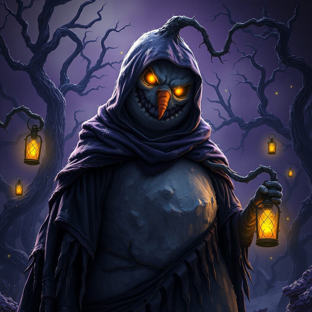 Menacing Snowman in Dark Fantasy Art - AI Art