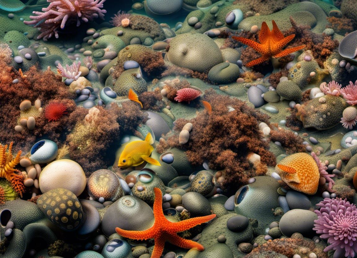 Tidepool full of aquatic life. - AI Generated Artwork - NightCafe Creator