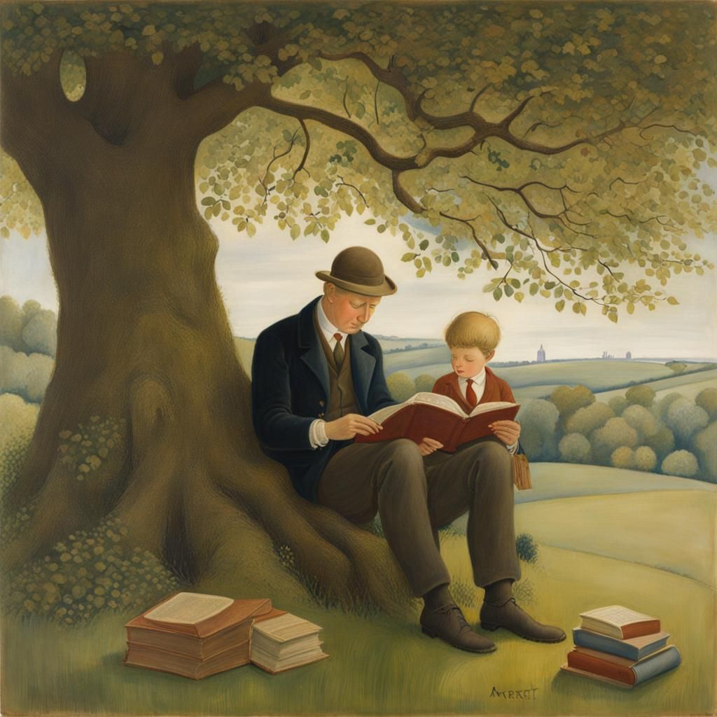 Father and Son Reading Time 240208E - AI Generated Artwork - NightCafe ...