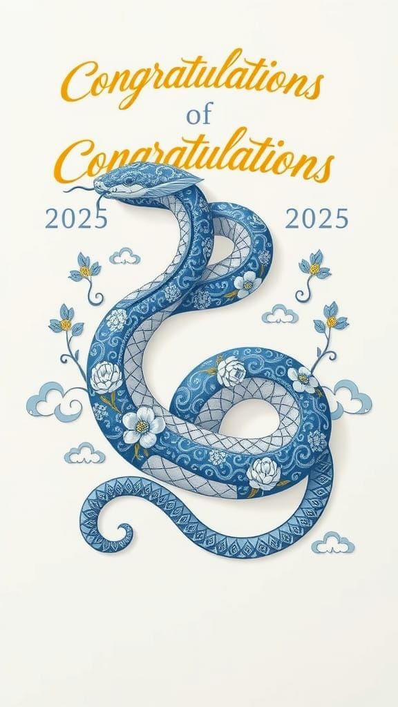 Magical Gzhel-Inspired New Year Snake Brings Prosp... - AI Art