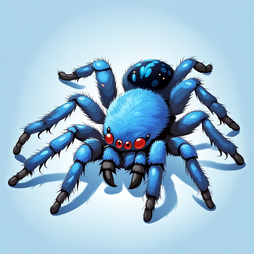 Cute Electric-blue tarantula - AI Generated Artwork - NightCafe Creator