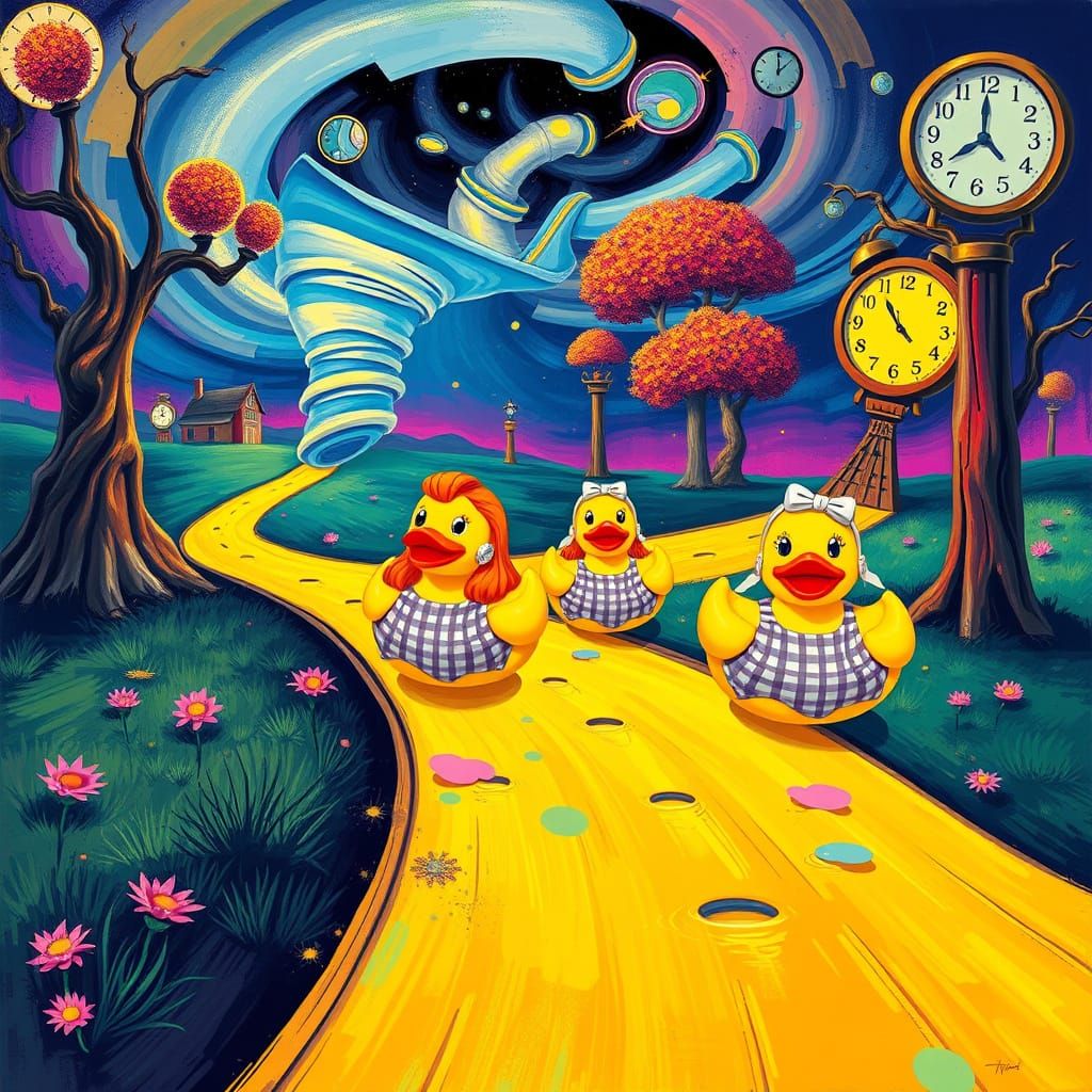 Rubber Ducks in Whimsical Wizard of Oz Wonderland - AI Art