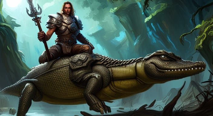 Biological, male Barbarian wearing Chain Mail Armor, riding on a ...